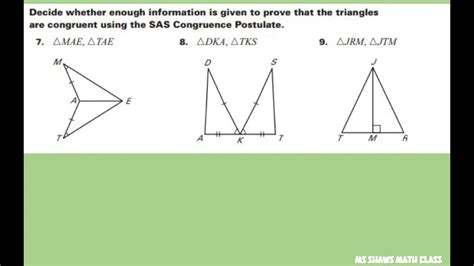 decide whether there is enough information to prove congruency sas and hl congruence youtube