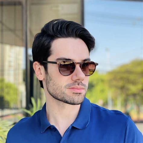 Óculos de Sol Masculino Redondo Tartaruga Xavier Safine