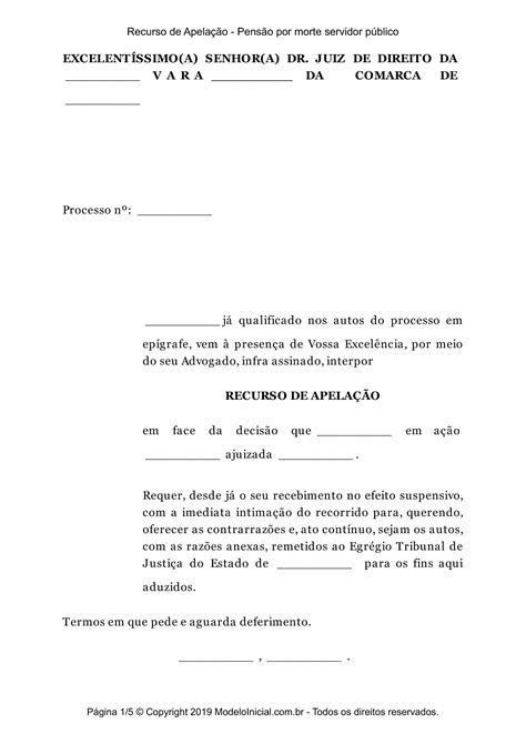 Modelo Recurso De Apela O Atualizado Pens O Por Morte