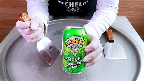 Green apple drink ice cream rolls street food ايس كريم رول على الصاج