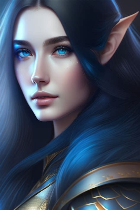 Lexica Deep Dark Fantasy Girl With Long Black Hair White Pepper Skin Blue Eyes Elf 8k