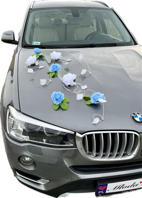 Dekoracja samochodu ozdoby na auto weselne do ślubu płatki stroik