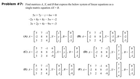 solved problem 7 find matrices a x and b that express