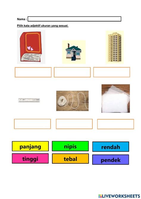 Kata Adjektif Ukuran Exercise School Subjects Google Classroom