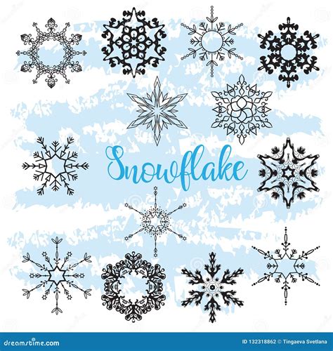 Christmas Decor Winter Snowflake Clipart Black Color Stock Vector