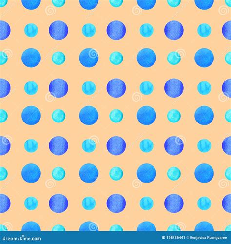 Blue Polka Dot Seamless Pattern Watercolor Painting Illustration Design