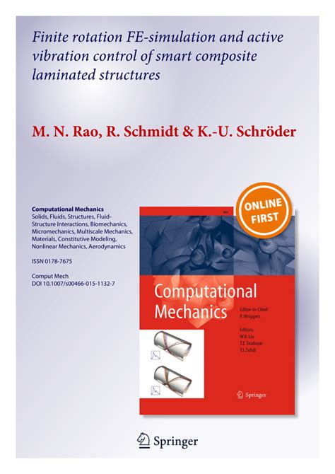 pdf finite rotation fe simulation and active vibration control of smart composite laminated