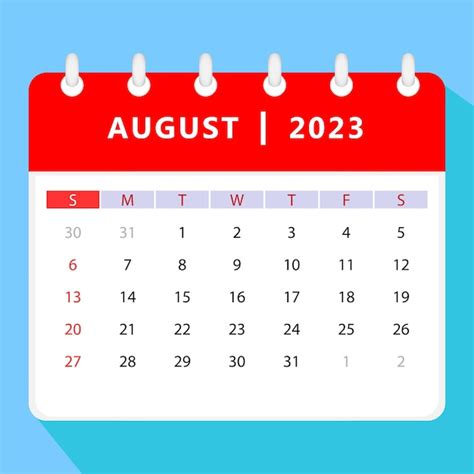 Plantilla de calendario de agosto de 2023 diseño vectorial Vector