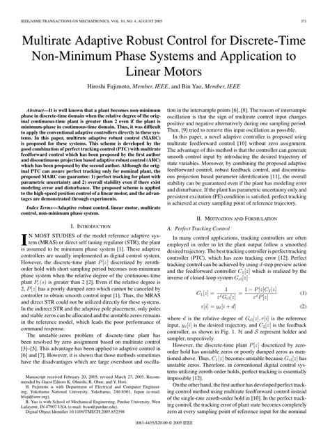 pdf multirate adaptive robust control for discrete time non minimum phase systems and
