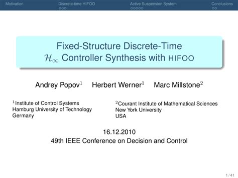 pdf fixed structure discrete time h infinity controller synthesis with hifoo