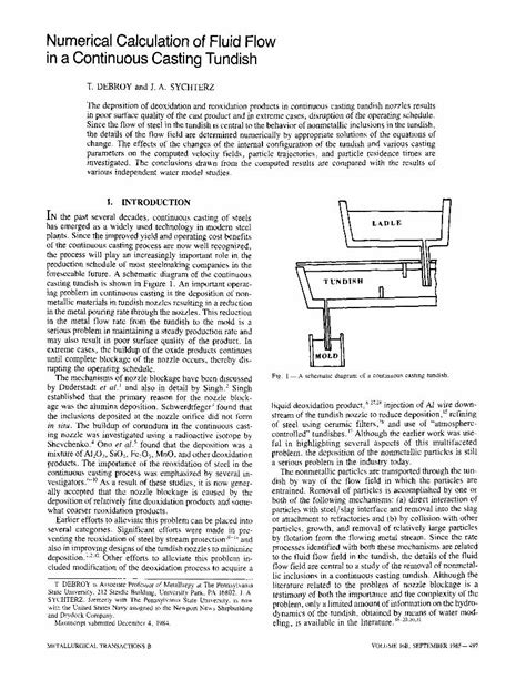pdf numerical calculation of fluid flow in a continuous casting tundish dokumen tips