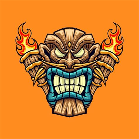 Ilustración de vector de máscara tiki Vector Premium