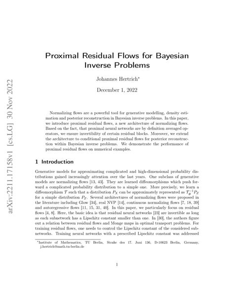 proximal residual flows for bayesian inverse problems deepai