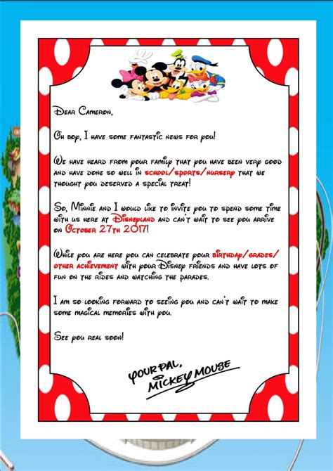Letter From Mickey Mouse Template Free Printable Word Searches