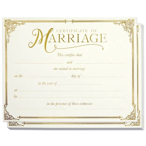 Pack Marriage Certificates With Gold Foil Edges For Wedding Ceremony