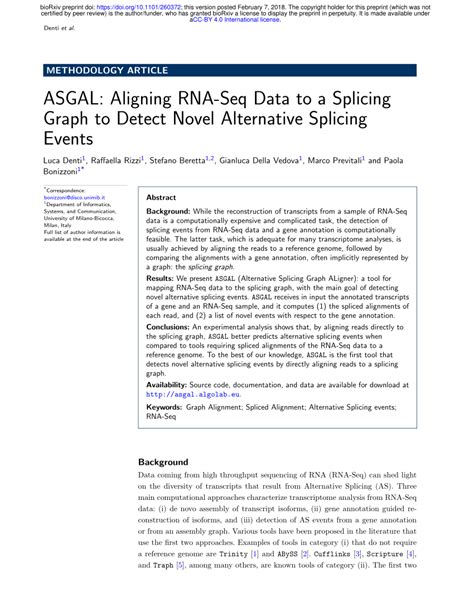 pdf asgal aligning rna seq data to a splicing graph to detect novel alternative splicing events