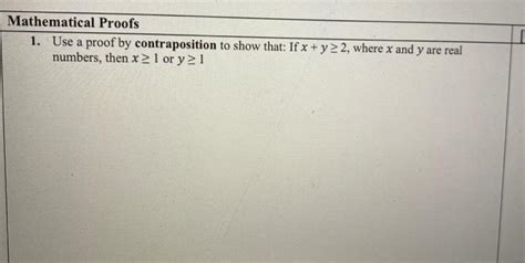 solved mathematical proofs 1 use a proof by contraposition