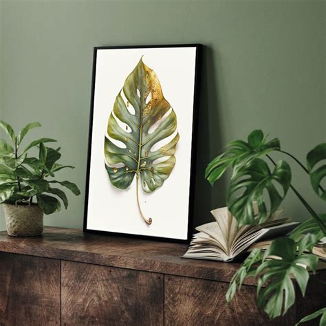 Quadro Decorativo Folha Verde Costela de Adão Moldura Elo7