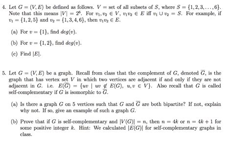 solved 4 let g v e be defined as follows v set of all