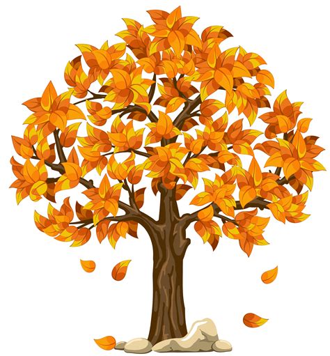 Autumn Tree Clip Art Transparent Fall Orange PNG Clipart Picture Png