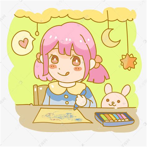 画画的小女孩素材图片免费下载 千库网