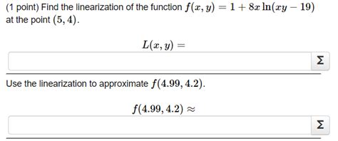 solved 1 point find the linearization of the function