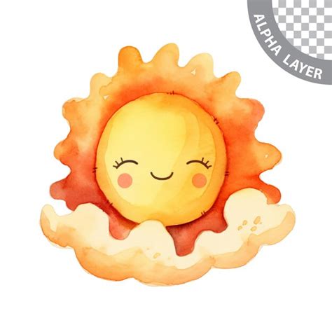 Aquarelle Joli Soleil Souriant PSD Premium