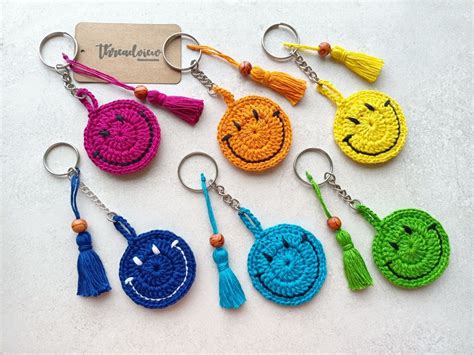 Smiley Keychains Crochet Bookmarks Crochet Keychain Pattern Crochet