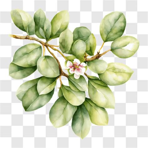 Descarga Pintura Nica De Rama Con Hojas Verdes Y Flores Rosadas