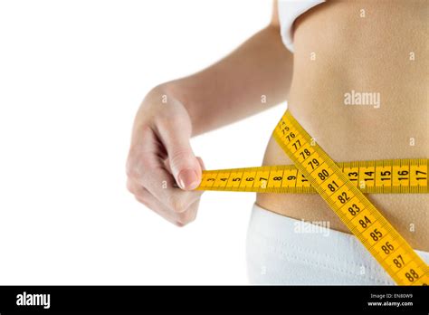Slim Woman Measuring Her Waist Stock Photo Alamy