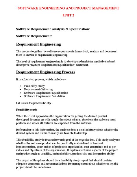 sepm unit 2 notes good course software engineering and project management unit 2 software