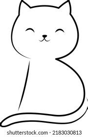 Cute Cat Drawing Doodle Line Art Stock Vector Royalty Free 2183030813