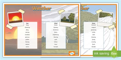 Weather Descriptive Word Mats Twinkl KS2 Teacher Made