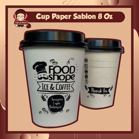 Minuman Kopi Gelas Paper Cup Gelas 8 Oz Sablon Custom Free Desain