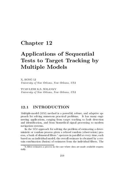 applications of sequential tests to target tracking by multiple models pdf statistical