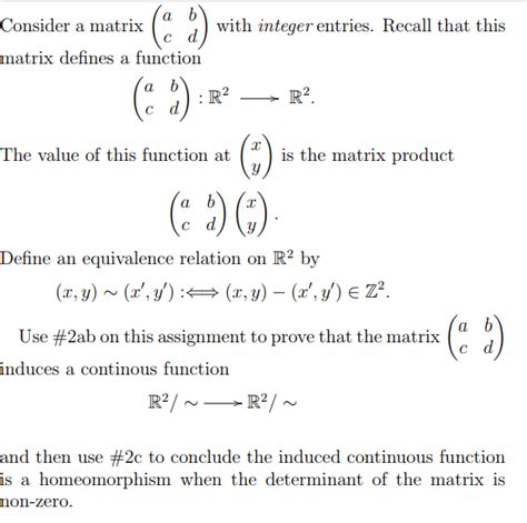 consider a matrix with integer entries recall that