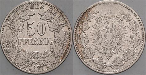 Kleinmünzen Kaiserreich 50 Pfennig 1877 H Kleiner Adler Schön sehr