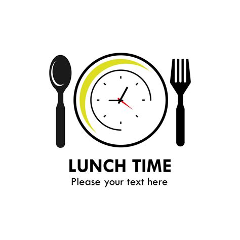 Lunch Time Logo Design Template Illustration There Plate Time Spoon