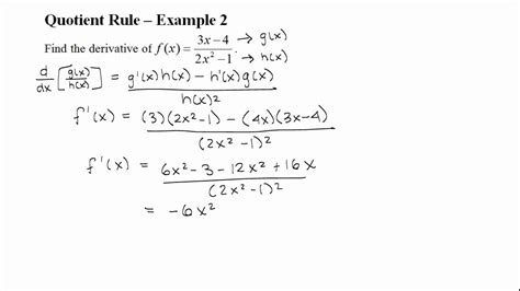 quotient rule example 2 youtube