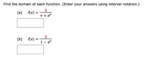 solved find the domain of each function enter your answers