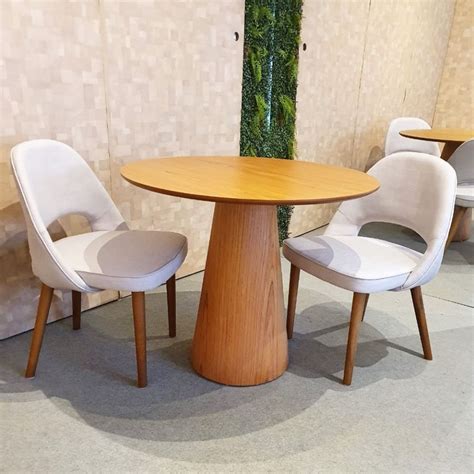 Mesa De Jantar Cone Paris Quadrada 110 Cm Base Laminada Em Madeira