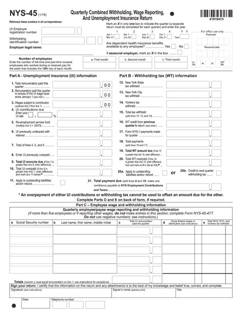 2019 2024 Form NY DTF NYS 45 Fill Online Printable Fillable Blank