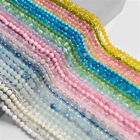 6mm facetado redondo espaçador gema pedra grânulos de cristal solto