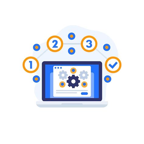 Icono de vector de ejecución de proyecto con portátil Vector Premium