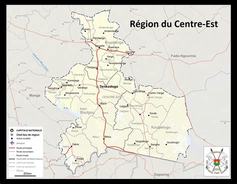Carte de la région du Centre Est Burkina Faso