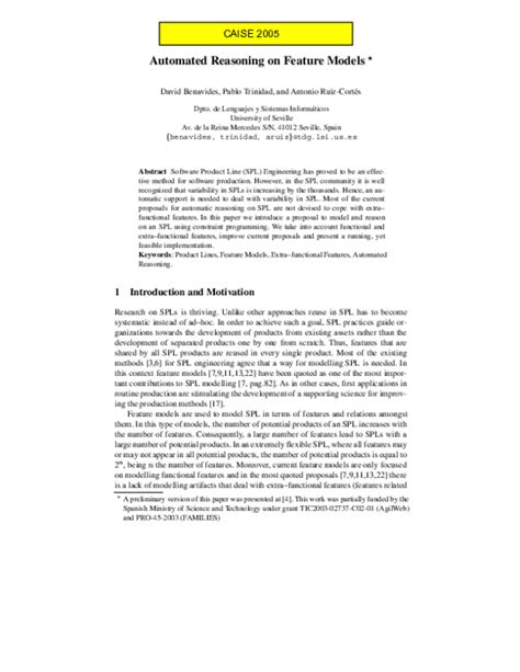 pdf automated reasoning on feature models david benavides
