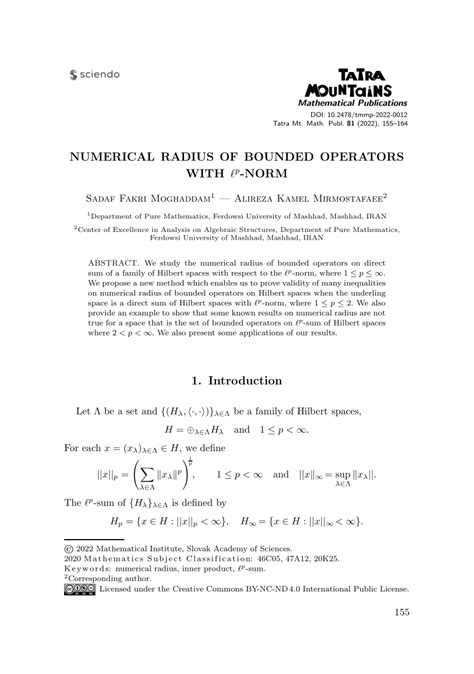 pdf numerical radius of bounded operators with ℓp norm