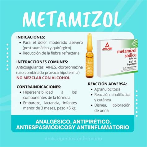 Ficha Farmacológica Metamizol Mis apuntes Enfermería uDocz