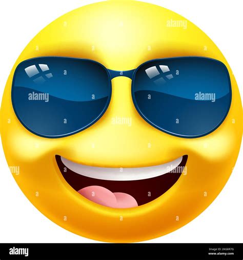 Emoji Emoticon Face In Sunglasses Cartoon Icon Stock Vector Image Art