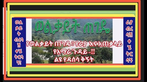 የወልቃይት ጠገዴና የራያ ጉዳይ አና የአማራ ው ወሳኝ ሚና ልዩ የዳሰሳ ጥንቅር ክፍል ሁለት YouTube